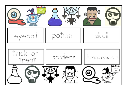 Halloween Label Colour Match Worksheets | Teaching Resources