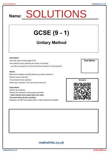 GCSE 9-1 Exam Question Practice - Proportion (Unitary Method ...