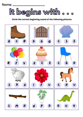 Find the beginning letter | Teaching Resources