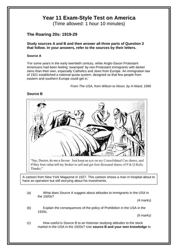 GCSE History - Assessment - USA History | Teaching Resources