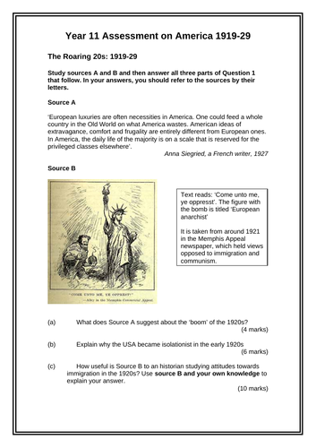 GCSE History - USA Assessment | Teaching Resources