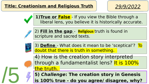 Creationism Lesson (Year 8) | Teaching Resources