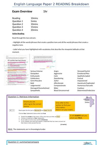 AQA English Language Paper 2 Reading | Teaching Resources