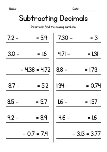 Adding & Subtracting Decimals BUNDLE - Add & Subtract Math Worksheets ...