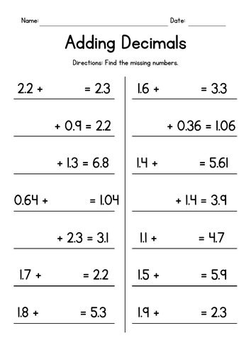 Adding & Subtracting Decimals BUNDLE - Add & Subtract Math Worksheets ...
