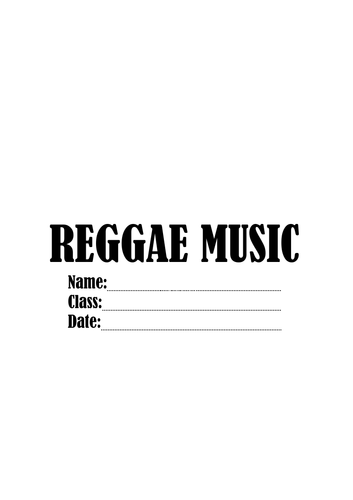 Reggae Music (Cover Work Booklet) | Teaching Resources