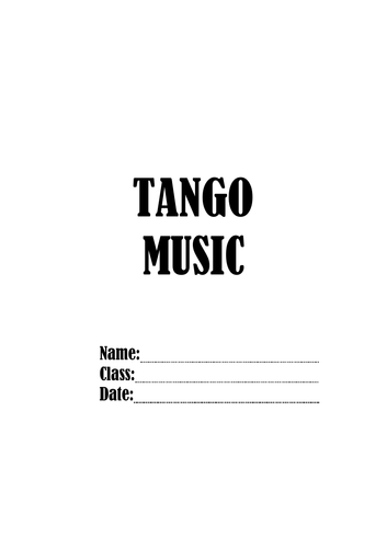 Tango Music (Cover Work Booklet) | Teaching Resources