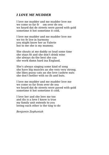 I Love Me Mudder BHM lesson | Teaching Resources