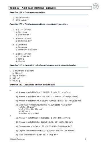 Acid-base titrations OCR AS Chemistry | Teaching Resources