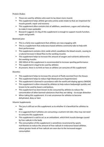 Unit 13 - Nutrition Bundle - BTEC L3 Sport & Exercise Science ...