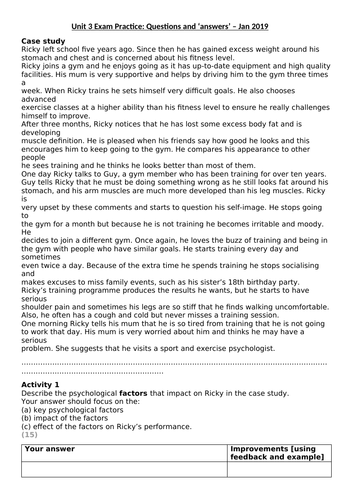 Unit 3 - Applied Sport & Exercise Psychology Unit Bundle | Teaching ...