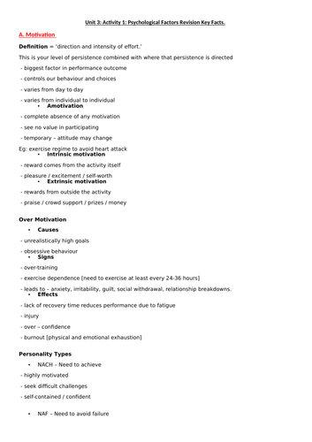 Unit 3 - Applied Sport & Exercise Psychology Unit Bundle | Teaching ...