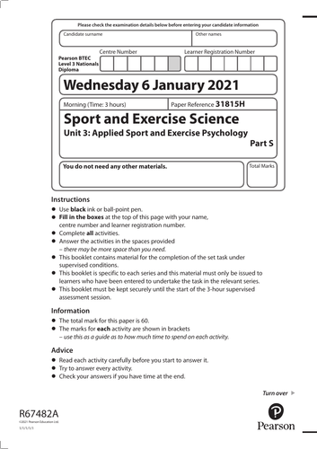 Unit 3 - Applied Sport & Exercise Psychology Unit Bundle | Teaching ...