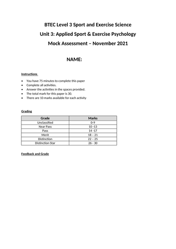 Unit 3 - Applied Sport & Exercise Psychology Unit Bundle | Teaching ...