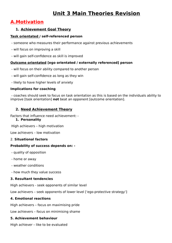 Unit 3 - Applied Sport & Exercise Psychology Unit Bundle | Teaching ...