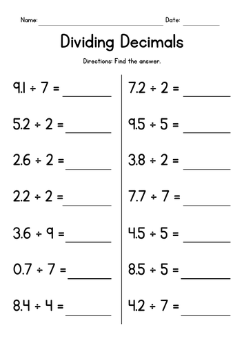 Decimals - Dividing Worksheets BUNDLE - Math Practice - Test Prep ...