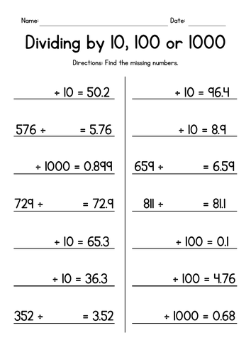 Decimals - Dividing Worksheets BUNDLE - Math Practice - Test Prep ...