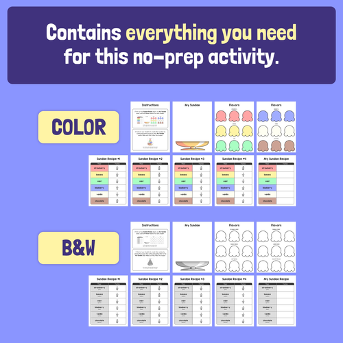 No Prep Fractions Activity | Sundae Fraction Craft, 3rd Grade Fractions ...