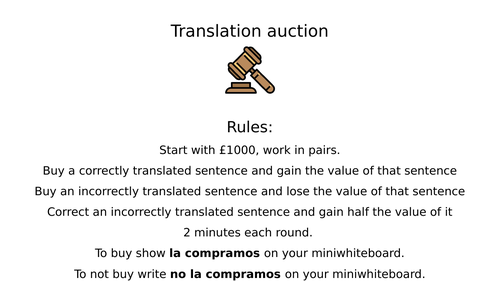Spanish jobs translation auction | Teaching Resources