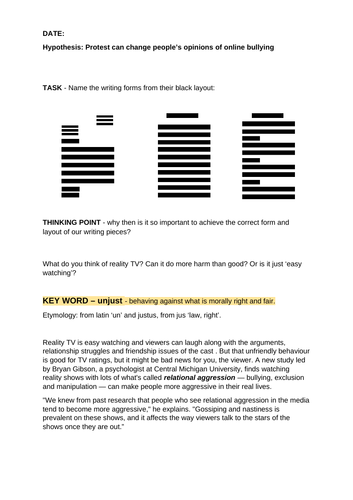 Protest Persuasive Writing Scheme of Work | Teaching Resources
