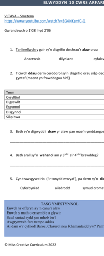 WJEC GCSE Music - Year 10 Listening Booklet, translated into Welsh ...