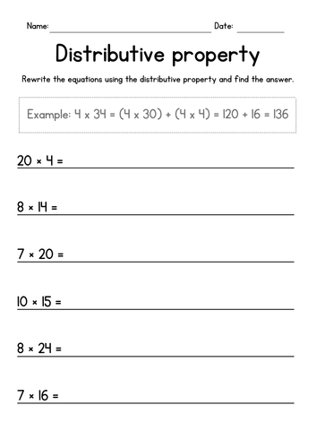 Distributive Property of Multiplication - Multiplying by Parts ...