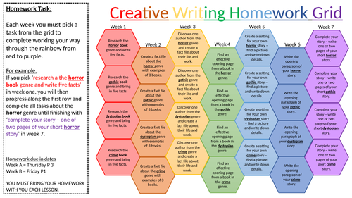 Creative Writing Homework Grid | Teaching Resources