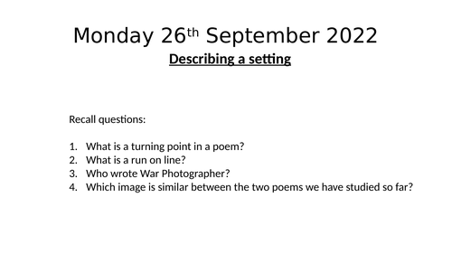 Describing Setting Writing Task | Teaching Resources