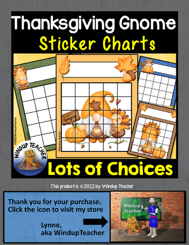 Thanksgiving Gnome Sticker Charts | Teaching Resources