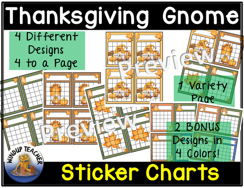 Thanksgiving Gnome Sticker Charts | Teaching Resources