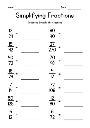 Fractions Worksheets Bundle Simplifying And Converting And Equivalent