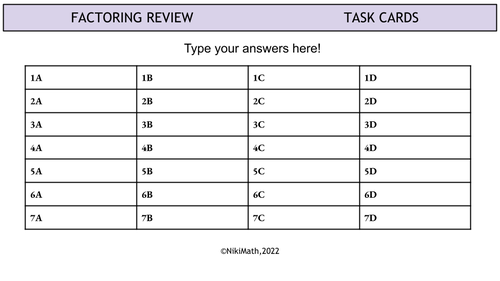 Factoring Polynomials Review - 14 Task Cards (56 Problems) | Teaching ...