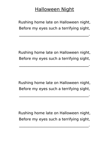 Halloween Night original poem and planning | Teaching Resources