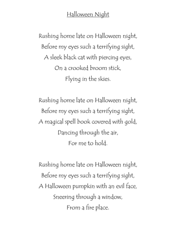 Halloween Night original poem and planning | Teaching Resources