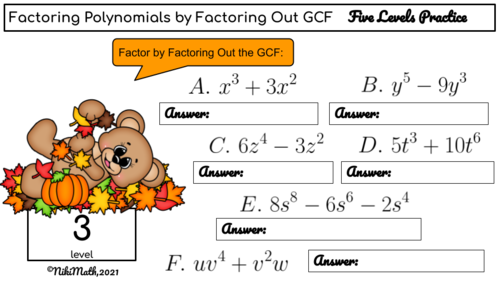 Factoring Polynomials by Factoring out the Greatest Common Factor - 5 ...