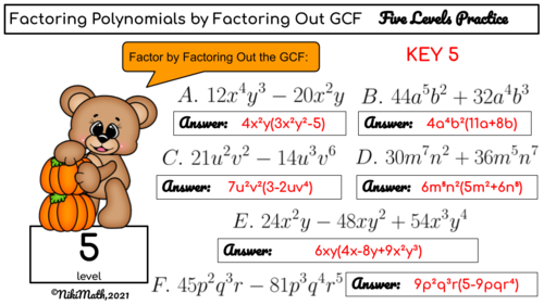 Factoring Polynomials by Factoring out the Greatest Common Factor - 5 ...