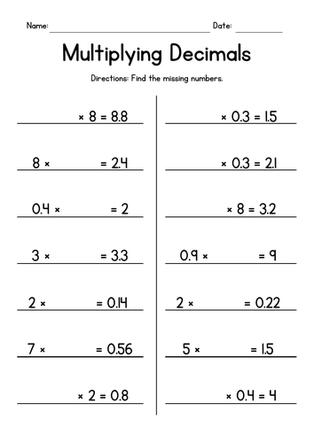 Multiplying Decimals Worksheets BUNDLE - Multiplication Practice - Test ...