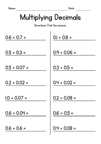 Multiplying Decimals Worksheets BUNDLE - Multiplication Practice - Test ...