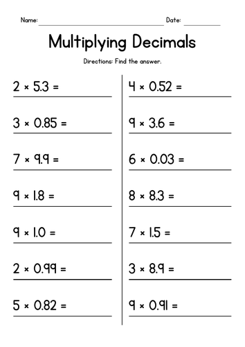 Multiplying Decimals Worksheets BUNDLE - Multiplication Practice - Test ...