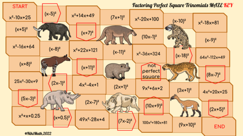 Factoring Perfect Square Trinomials - Maze | Teaching Resources