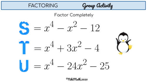 Factoring Polynomials - Practice/Group Activity | Teaching Resources Factoring Polynomials - Practice/Group Activity | Teaching Resources