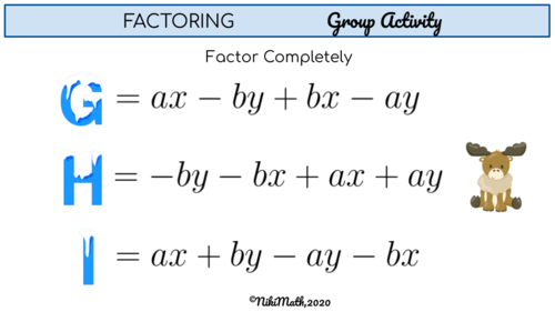 Factoring Polynomials - Practice/Group Activity | Teaching Resources