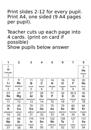 Construct periodic table (showing Mendeleev Gaps) | Teaching Resources