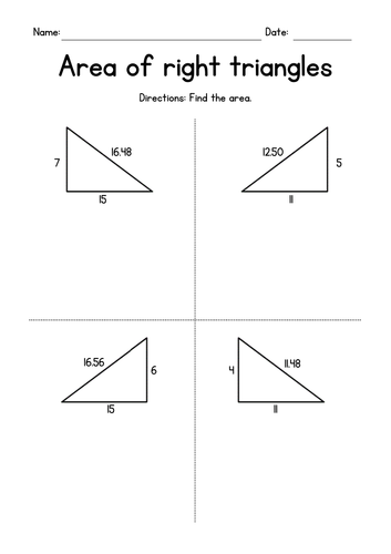 Find the Area of Right Triangles | Teaching Resources