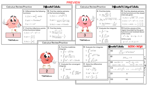 Calculus Review End of Year - Practice - 35 Problems | Teaching Resources