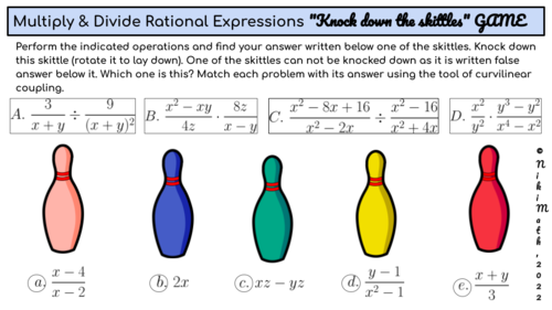 Multiply & Divide Rational Expressions - "Knock Down the Skittles ...