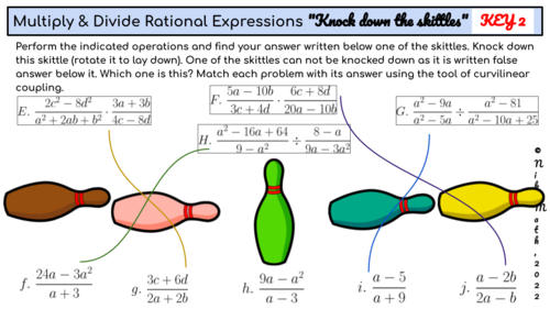 Multiply & Divide Rational Expressions - "Knock Down the Skittles ...