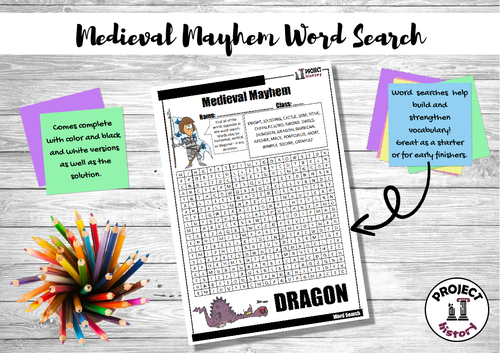 Medieval Mayhem Word Search | Teaching Resources