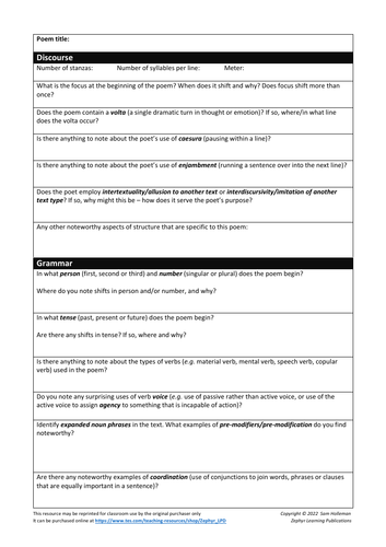 Heaney - Blackberry Picking - A Level | Teaching Resources