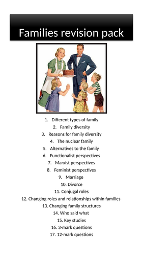 GCSE Sociology AQA Families unit | Teaching Resources